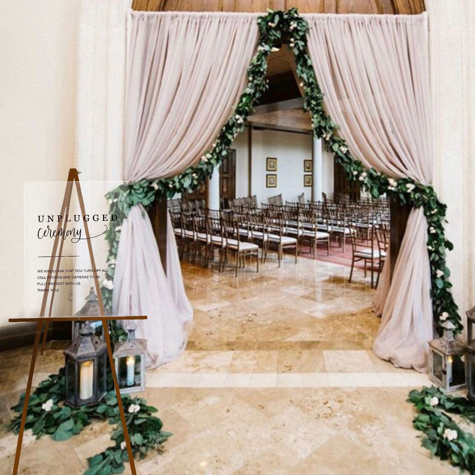 Unplugged Ceremony Acrylic Sign with Black Cursive Font for Wedding ...